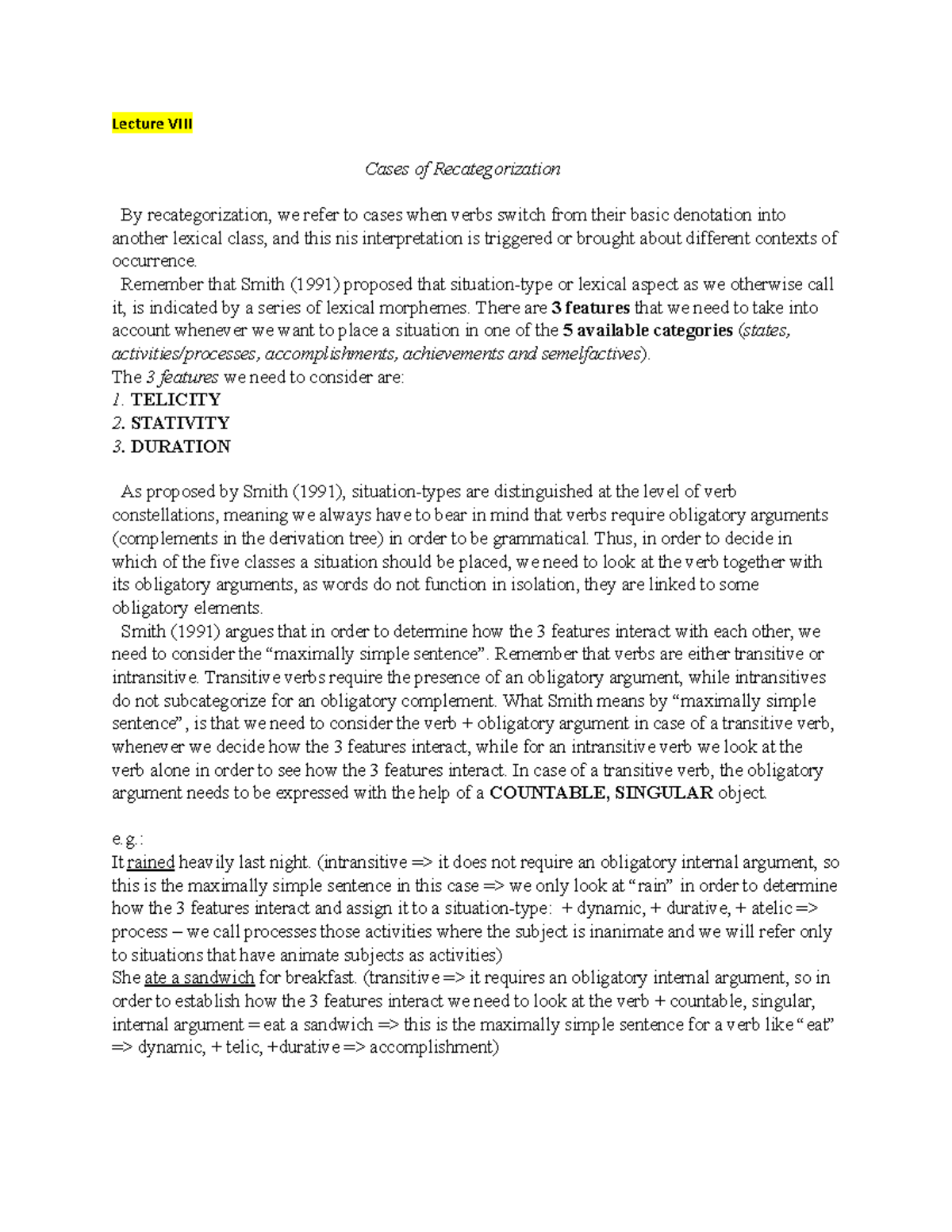 LECcurs 8 - Structura Limbii Engleze - LEC - Lecture VIII Cases of ...