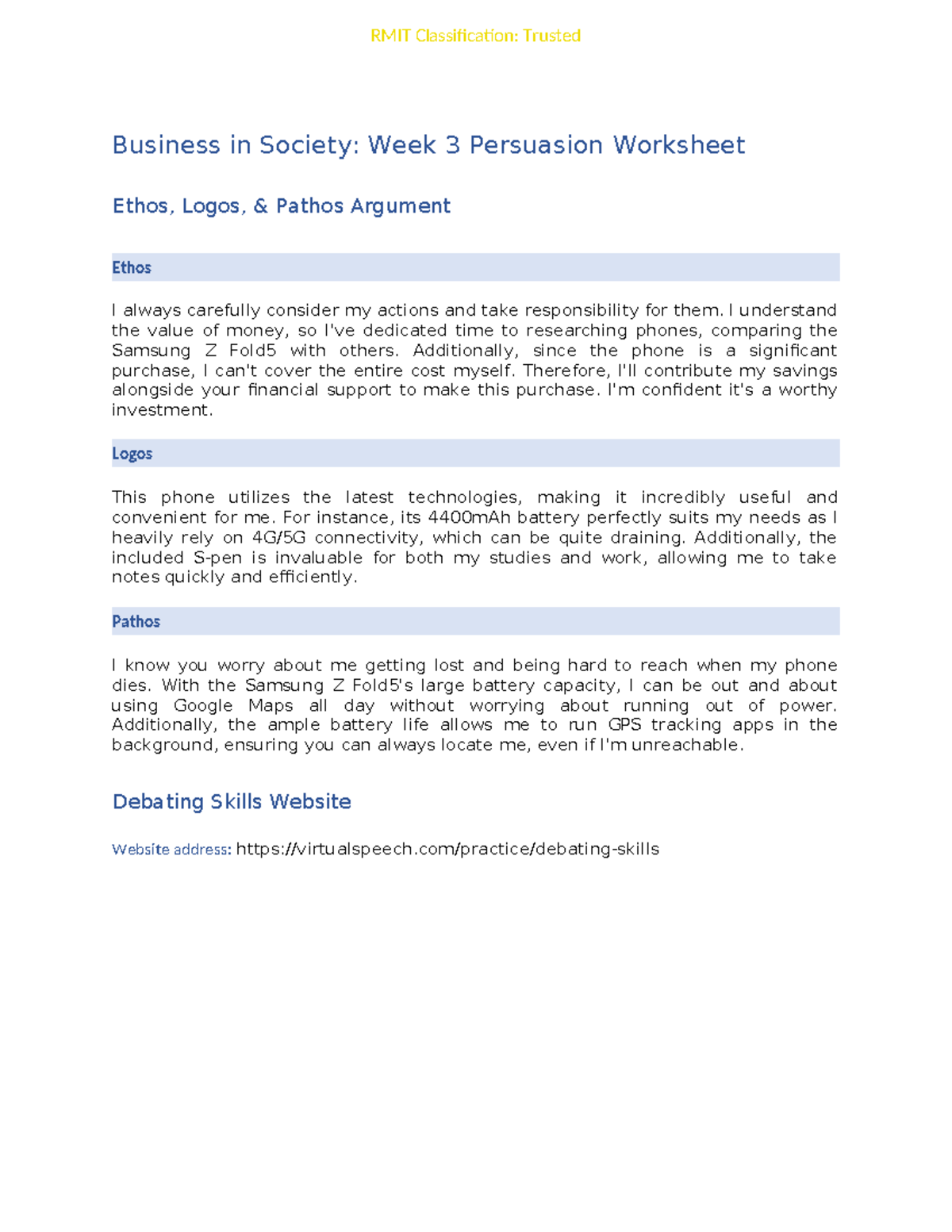 S3979202 Nguyen Thi Dieu Trinh - Persuasion Worksheet - RMIT ...