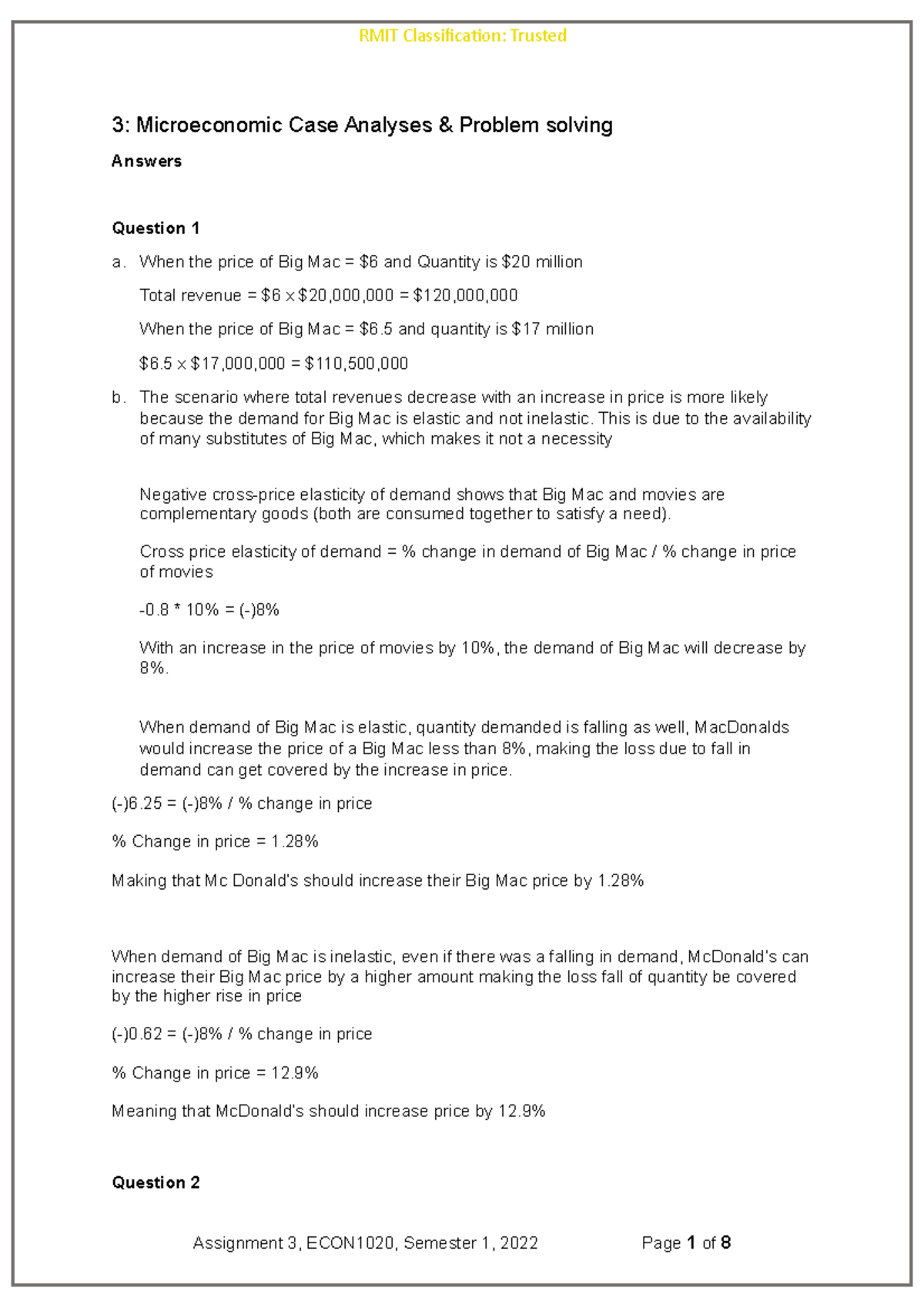 Assignment 3 Prices and markets - 3: Microeconomic Case Analyses ...