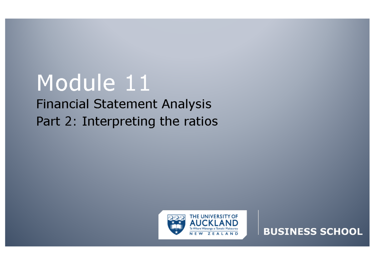 2022 Module 11 Part 2 - Module 11 Financial Statement Analysis Part 2 ...