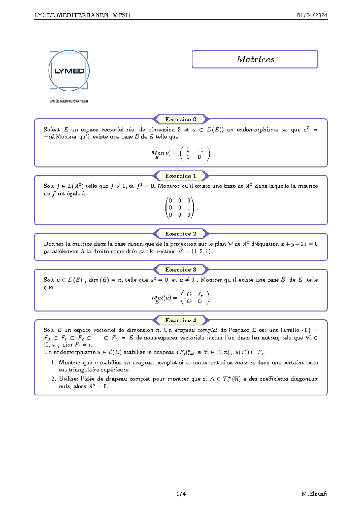 Matrices Applications Lineaires - Short title This is a very very long ...