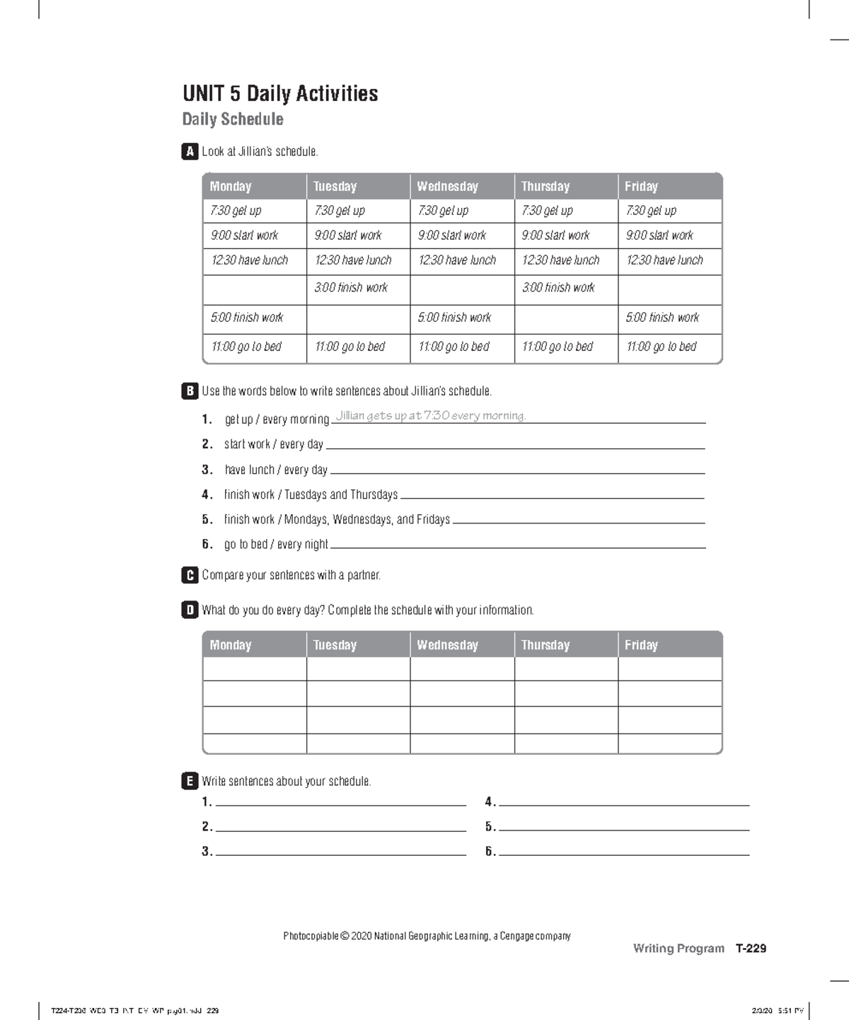 World english 3e level intro writing program unit 5 - Writing Program T ...