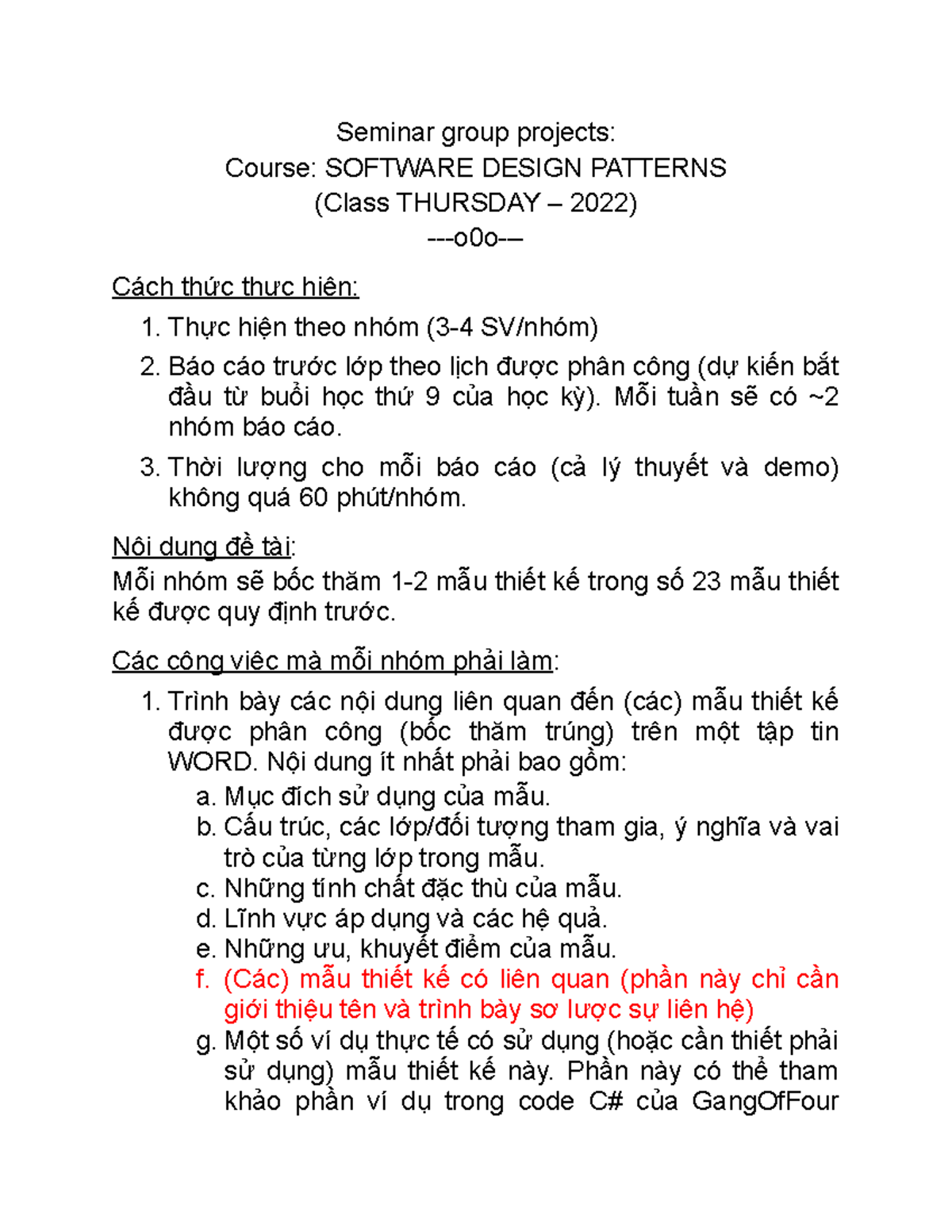 De tai Design Patterns K18 thu 5 - Seminar group projects: Course ...