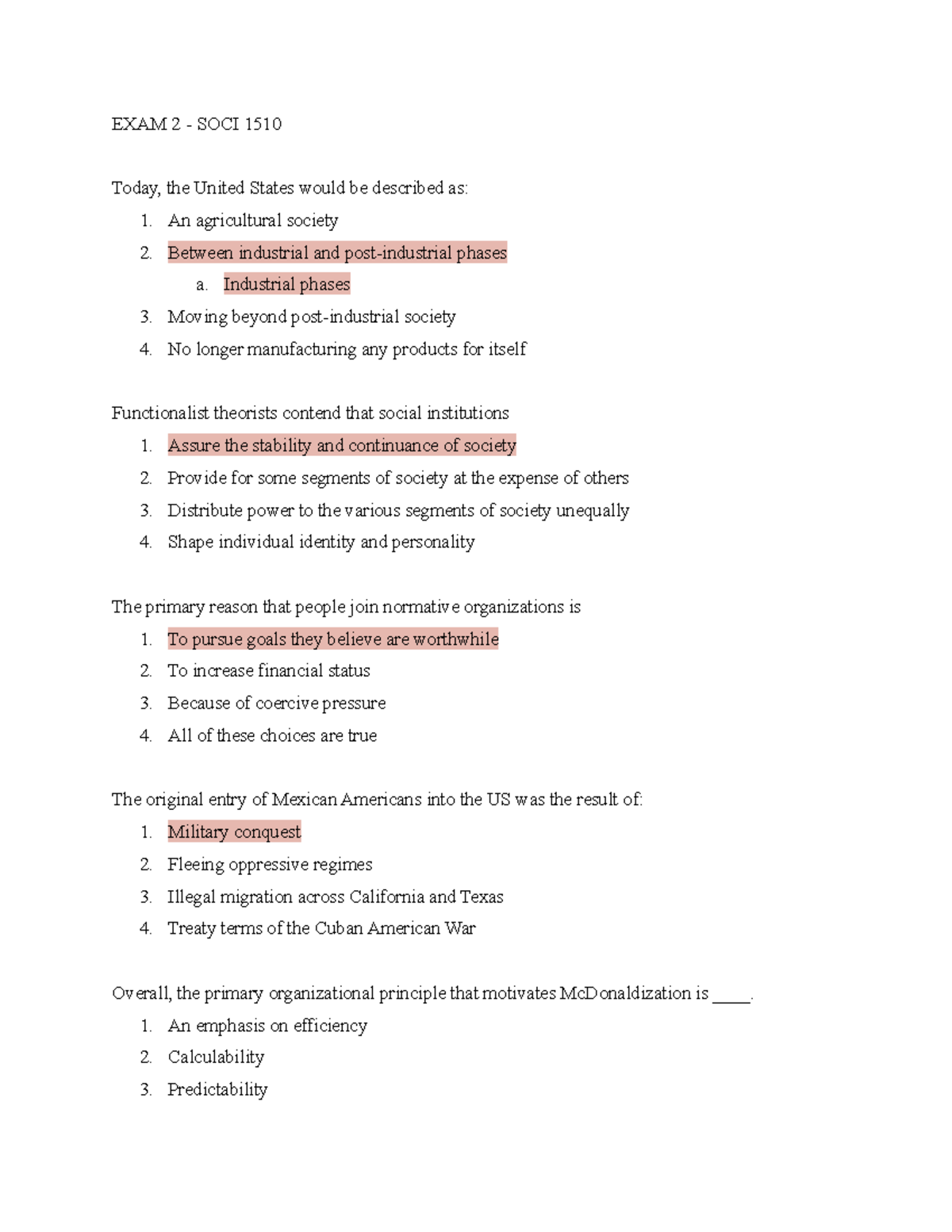 Exam 2 Review ppt - EXAM 2 - SOCI 1510 Today, the United States would ...
