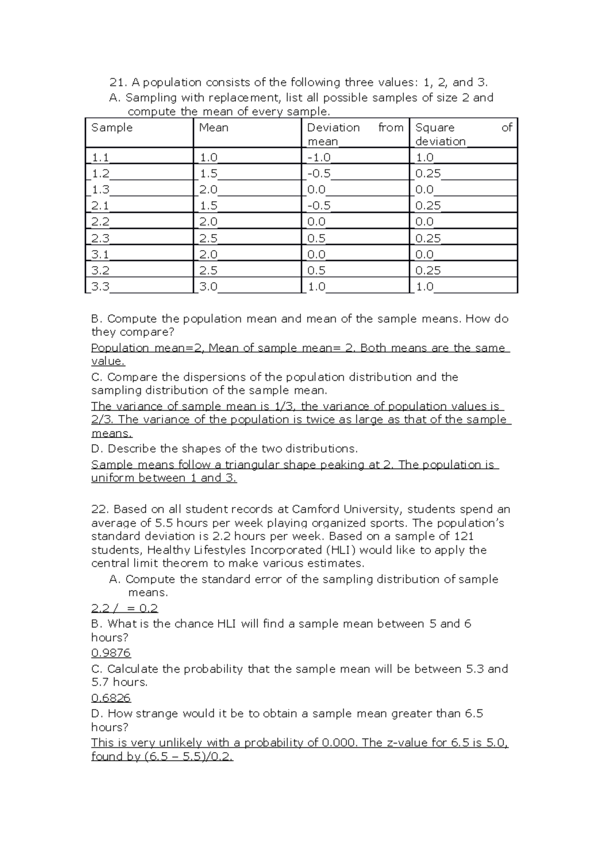 Tutorial Chapter 8 - A population consists of the following three ...
