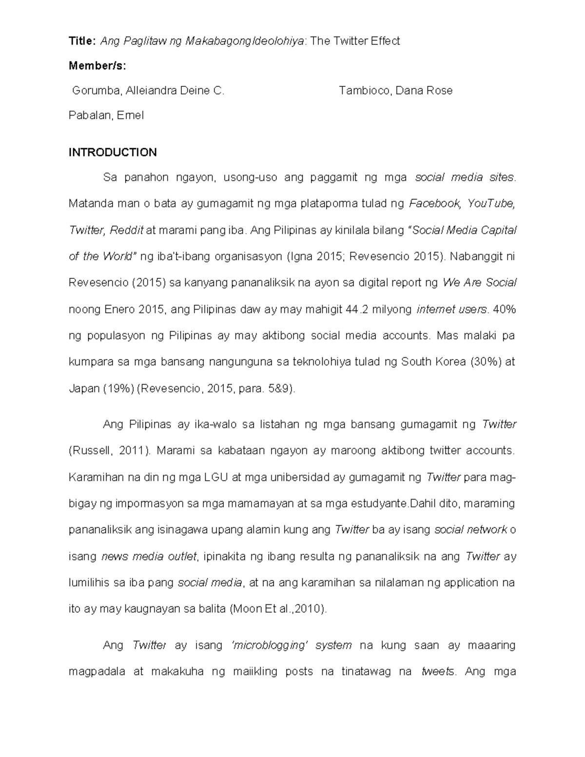 The Twitter Effect Group- Bspsy 3A-Manila - Title: Ang Paglitaw ng ...