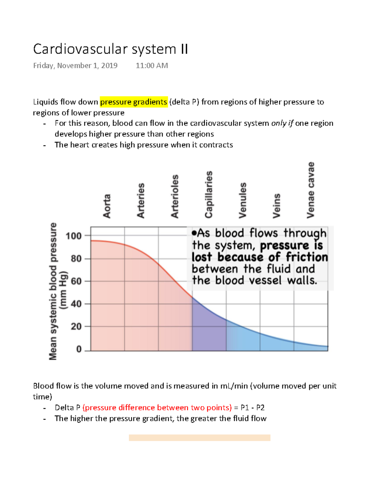 Cardiovascular system II - Warning: TT: undefined function: 32 Liquids flow down pressure ...