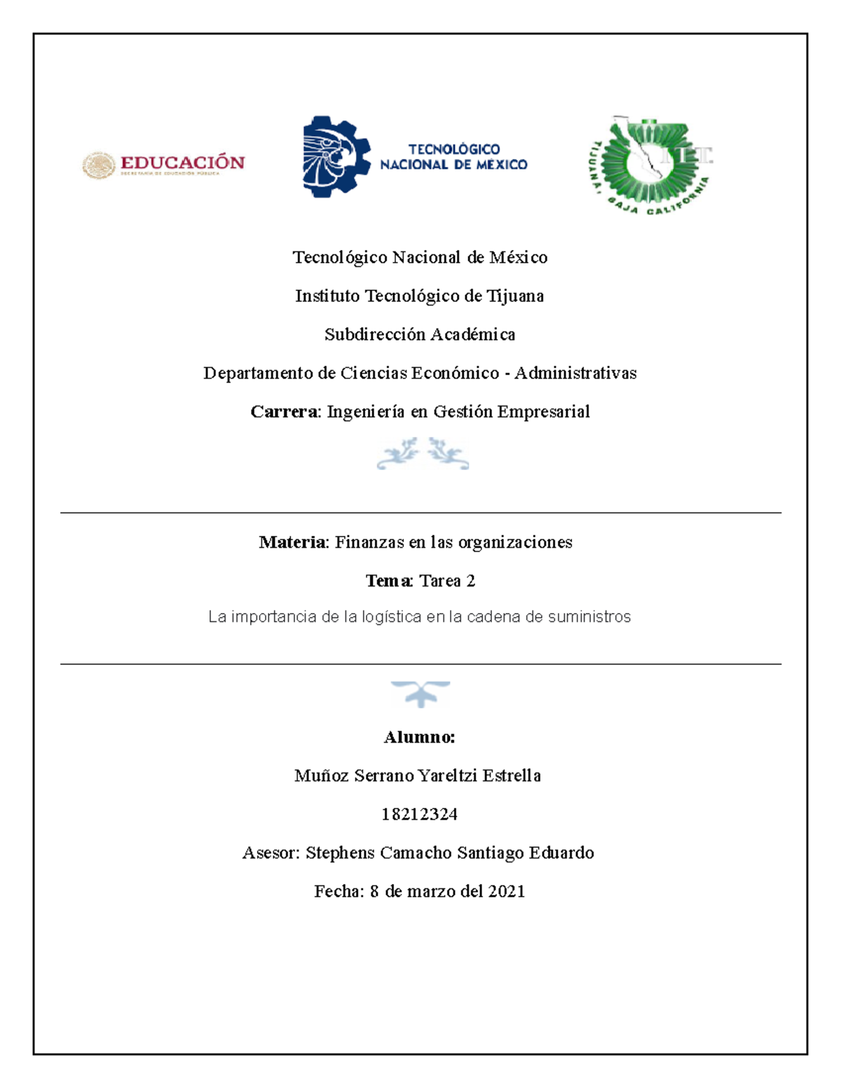 Tarea 2 Importancia de log y Portada - Tecnológico Nacional de México ...