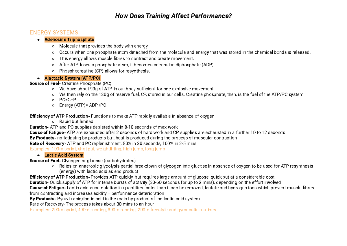 Factors affecting Performance Notes - How Does Training Affect ...
