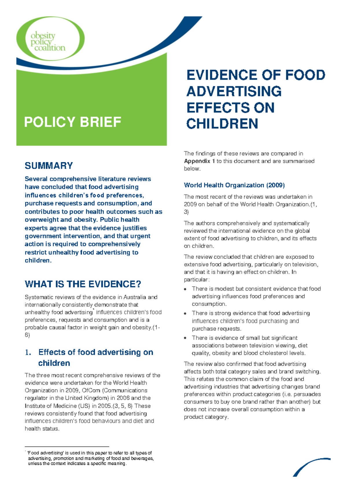 OPC evidence-food-advertising-effects-children - POLICY BRIEF EVIDENCE ...