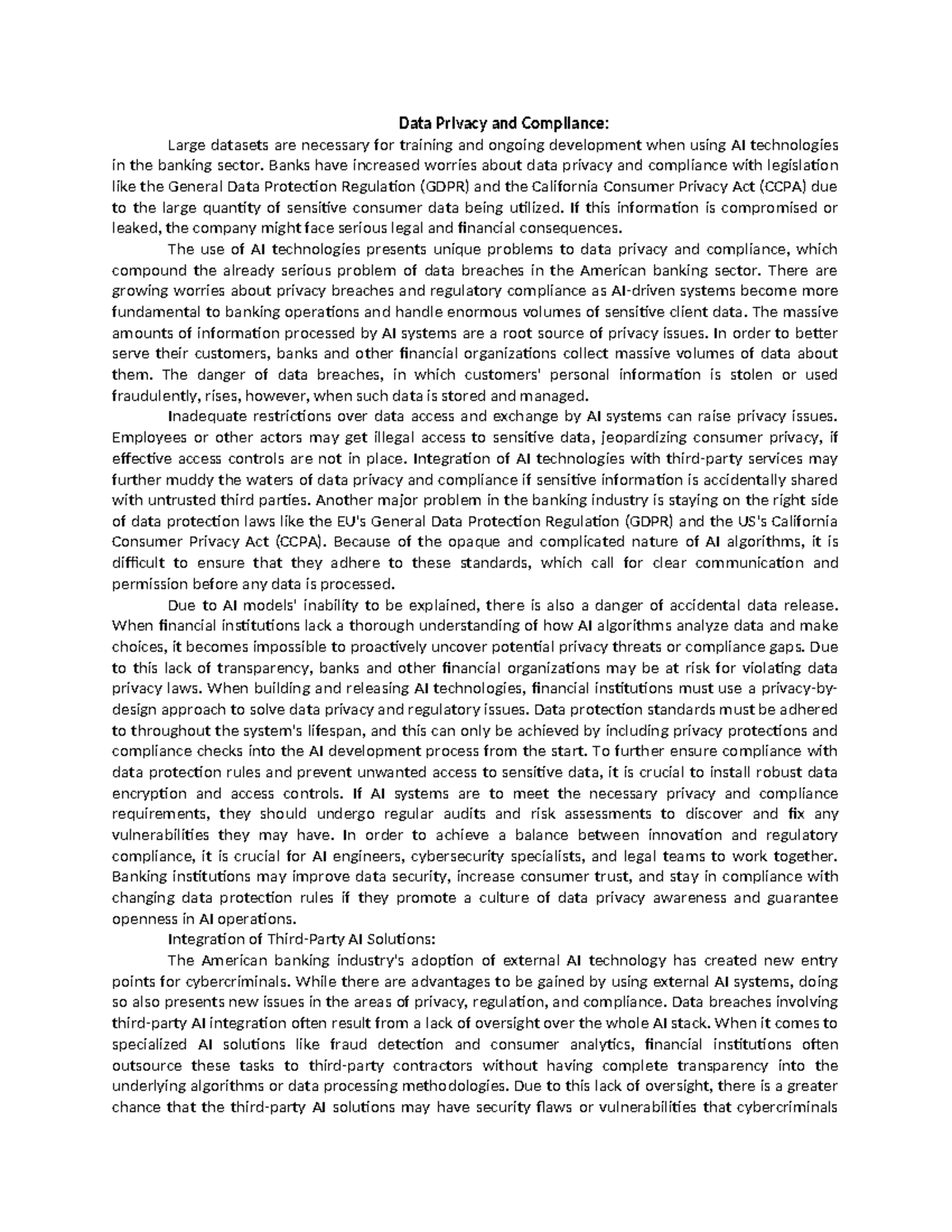 Literature review Data Privacy and Compliance - Data Privacy and ...