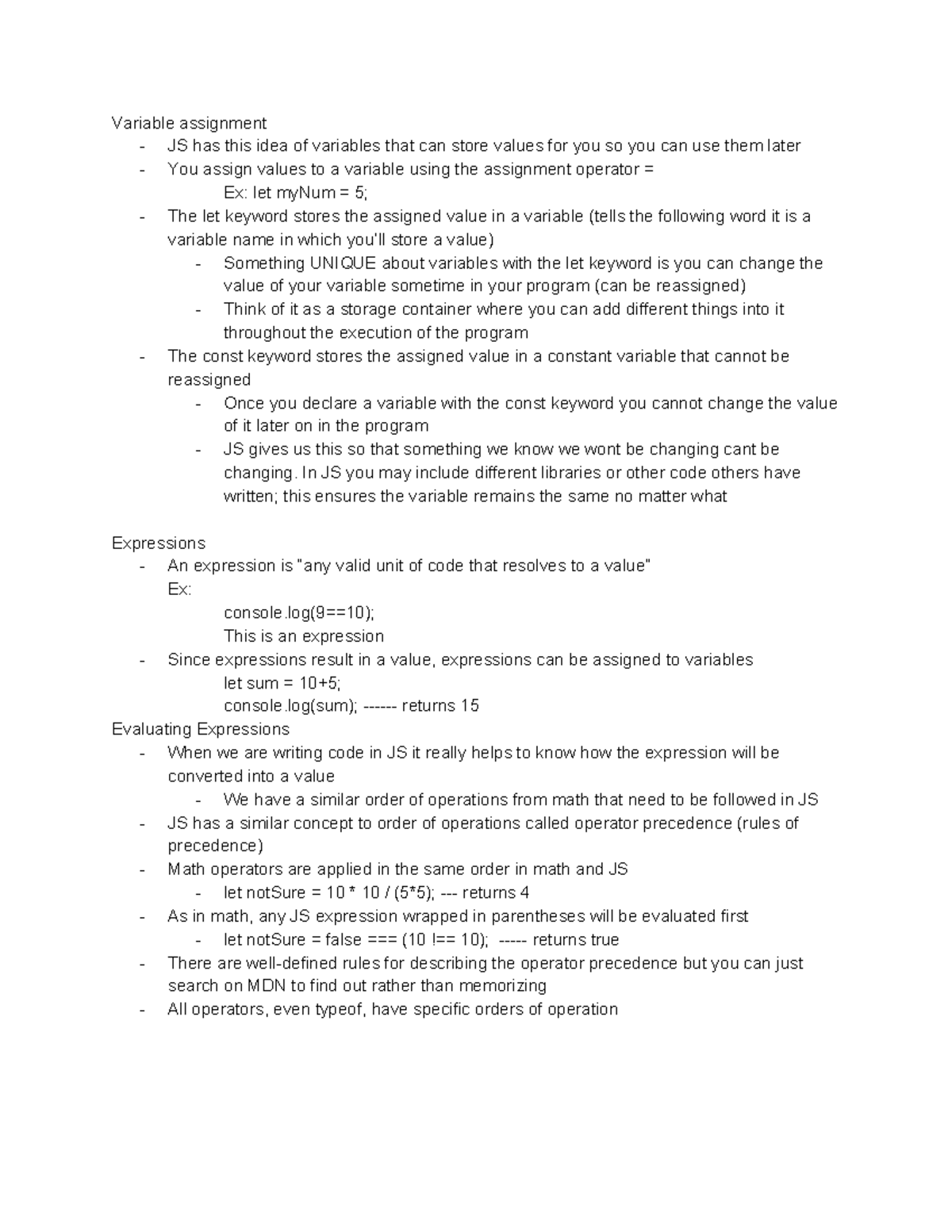 Expressions, Variables, and Test Driven Development - Variable ...