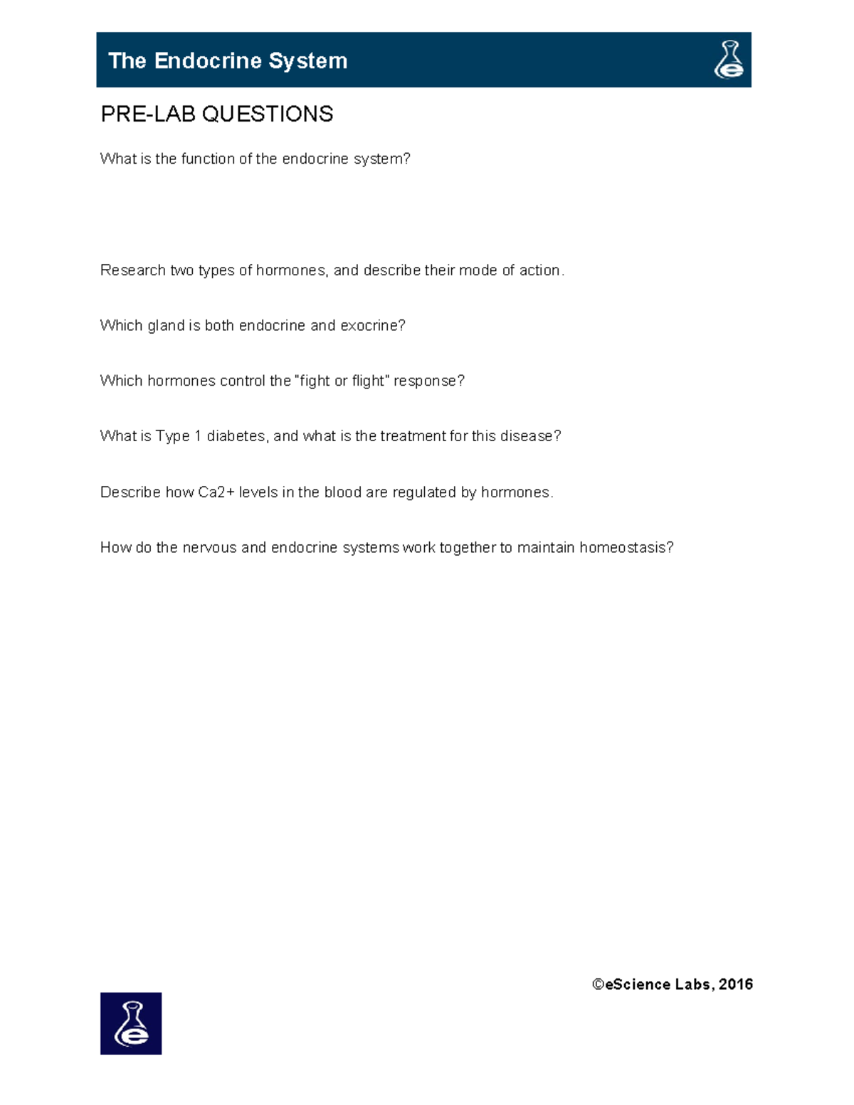 AP 5069 L09 Endocrine - Lab - PRE-LAB QUESTIONS What is the function of ...