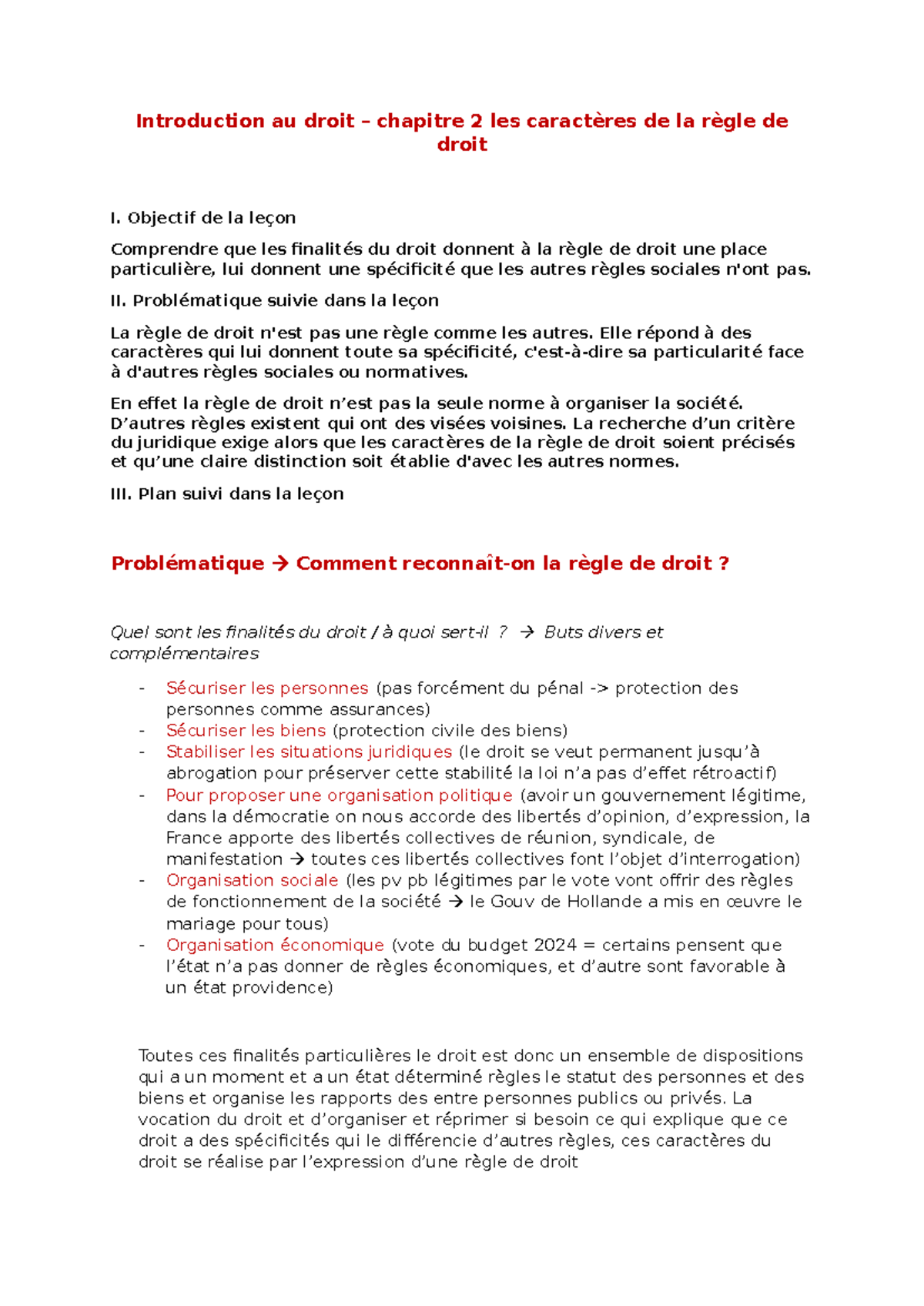 Chapitre 2 intro au droit - Introduction au droit – chapitre 2 les caractères de la règle de ...
