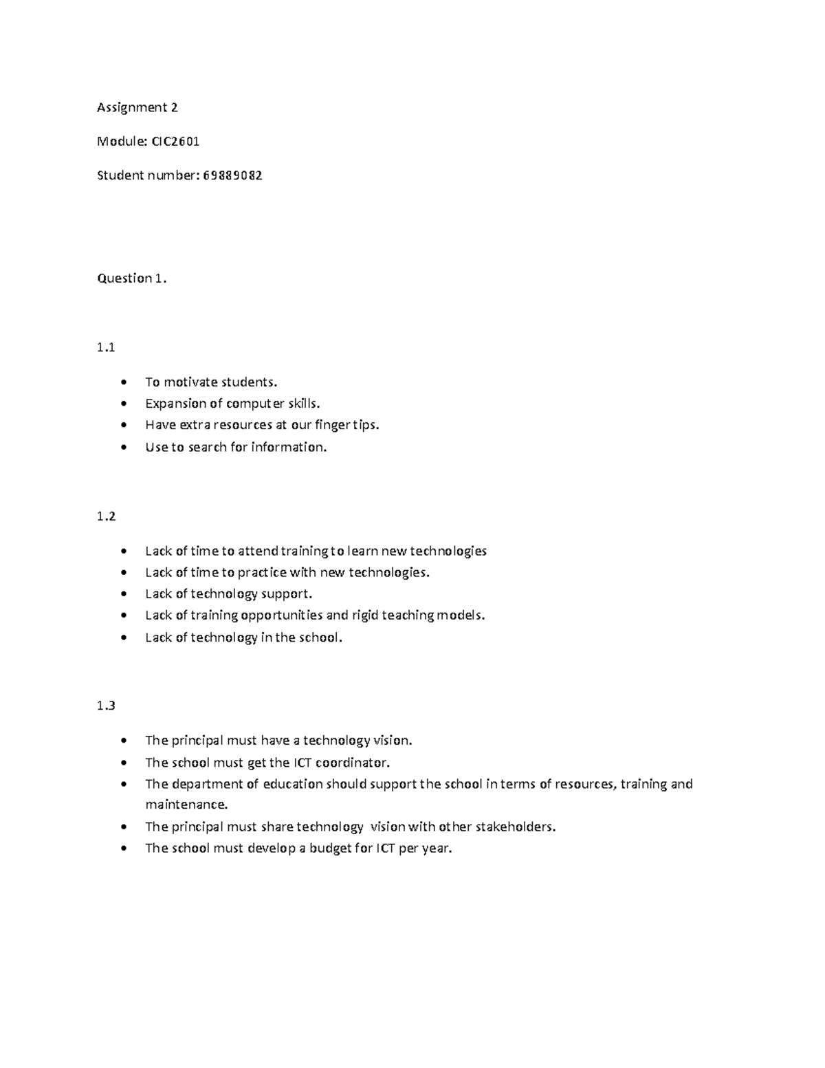 69889082-CIC2601- Assignment 2 - Assignment 2 Module: CIC2601Student ...
