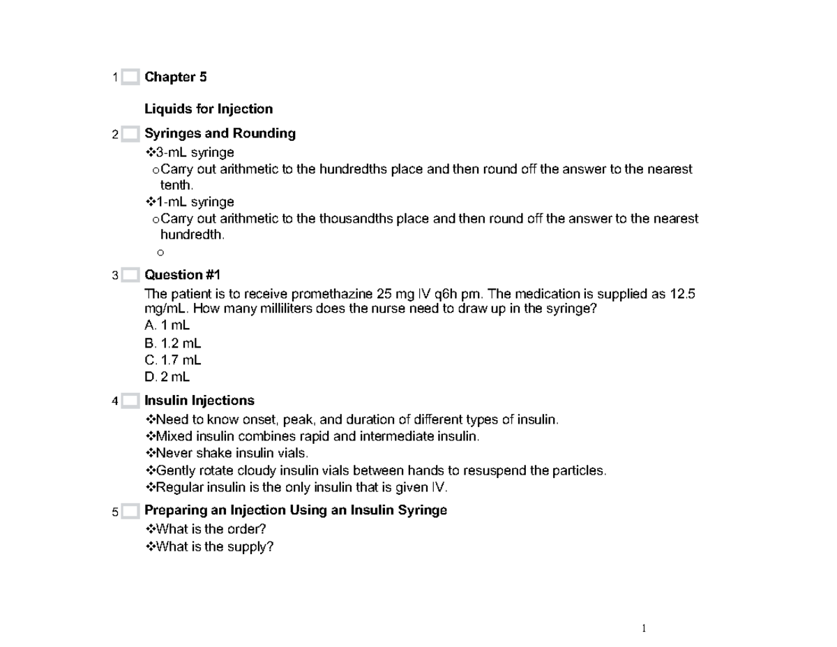 Buchholz 9e Chapter 05 - 1 Chapter 5 Liquids for Injection Syringes and ...