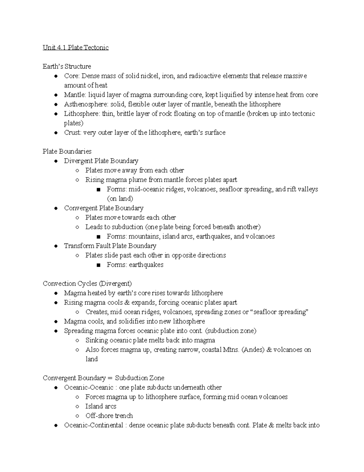Copy of Unit 4.1 Plate Tectonic - Unit 4 Plate Tectonic Earth’s ...