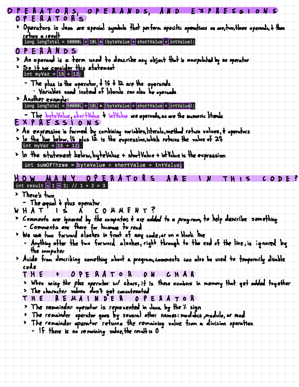 Operators, Operands and Expressions - COSC 6397 - Studocu