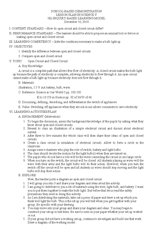Dlp-cot kling final - lesson plan - LESSON PLAN IN SCIENCE V 5Es ...