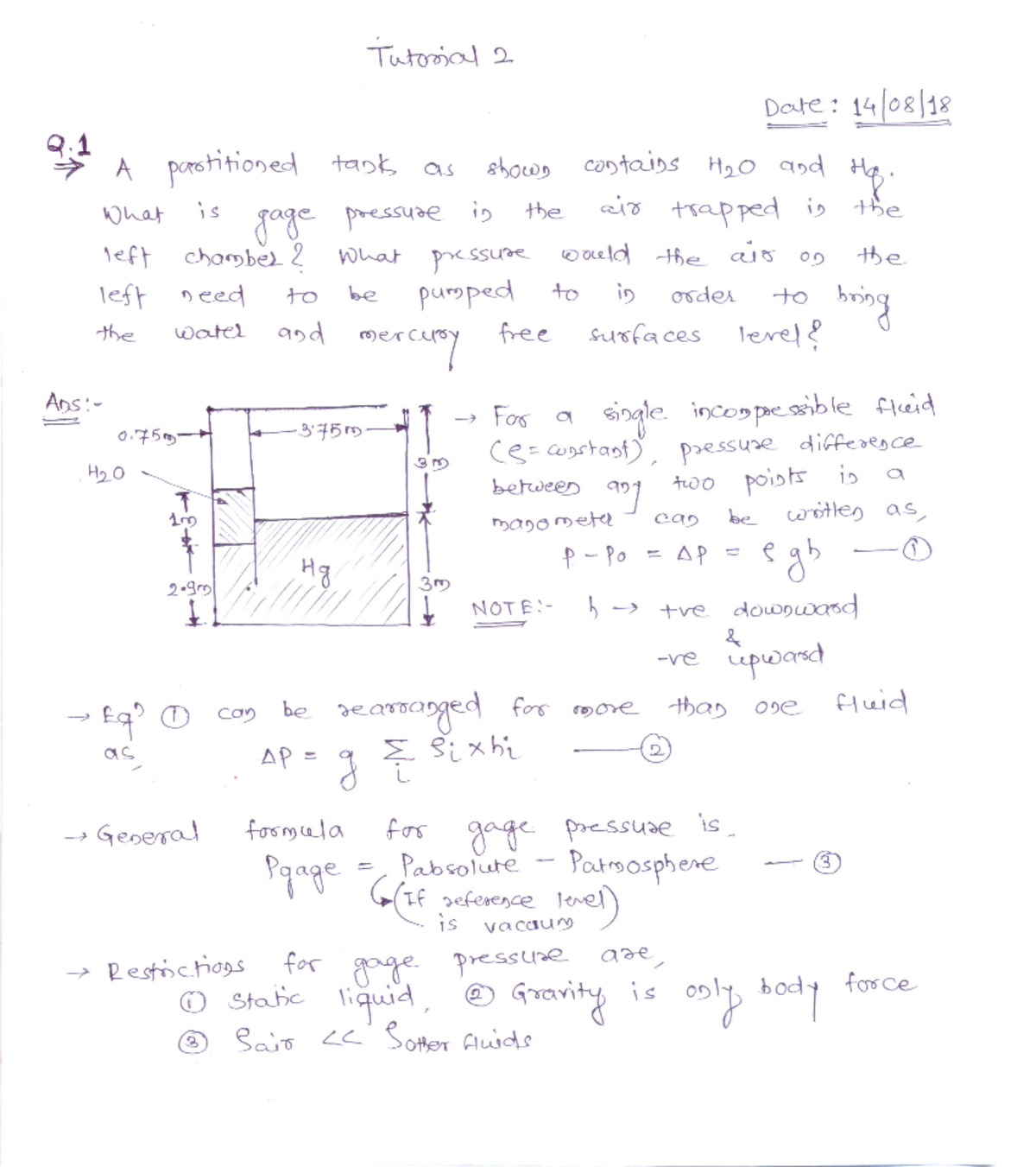 Solution of Tutorial 2 - Fluid Mechanincs - Scanned by CamScanner ...
