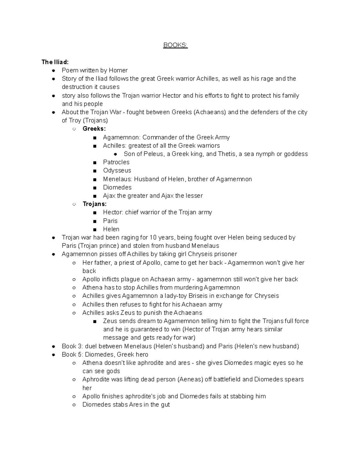 Final Review - BOOKS: The Iliad: Poem written by Homer Story of the ...