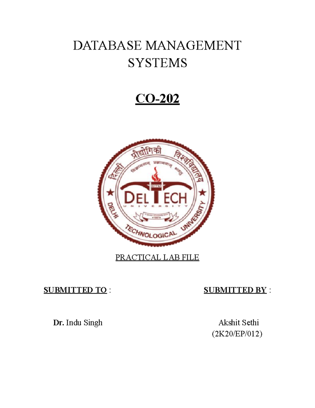 Experiment-1-4 - notes for final end sems - DATABASE MANAGEMENT SYSTEMS ...