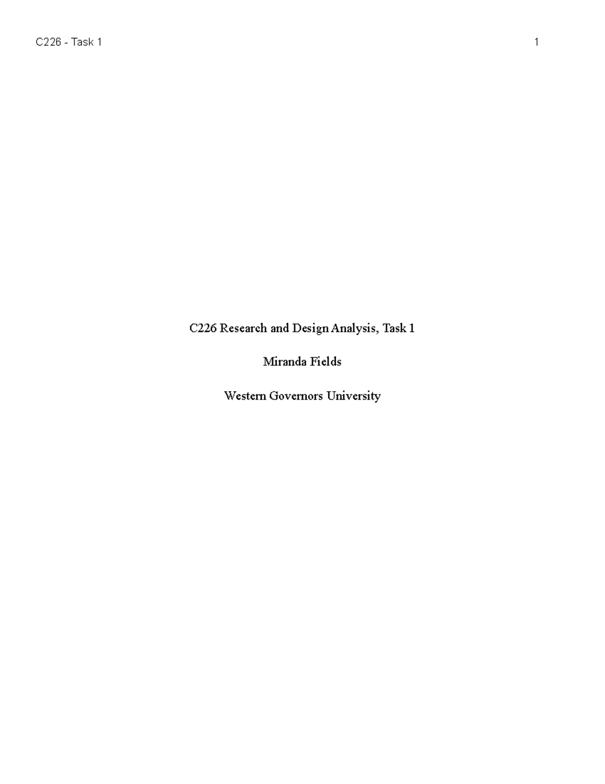 C226 - task 1 - Task 1 of research and design - C226 - Task 1 1 C226 ...