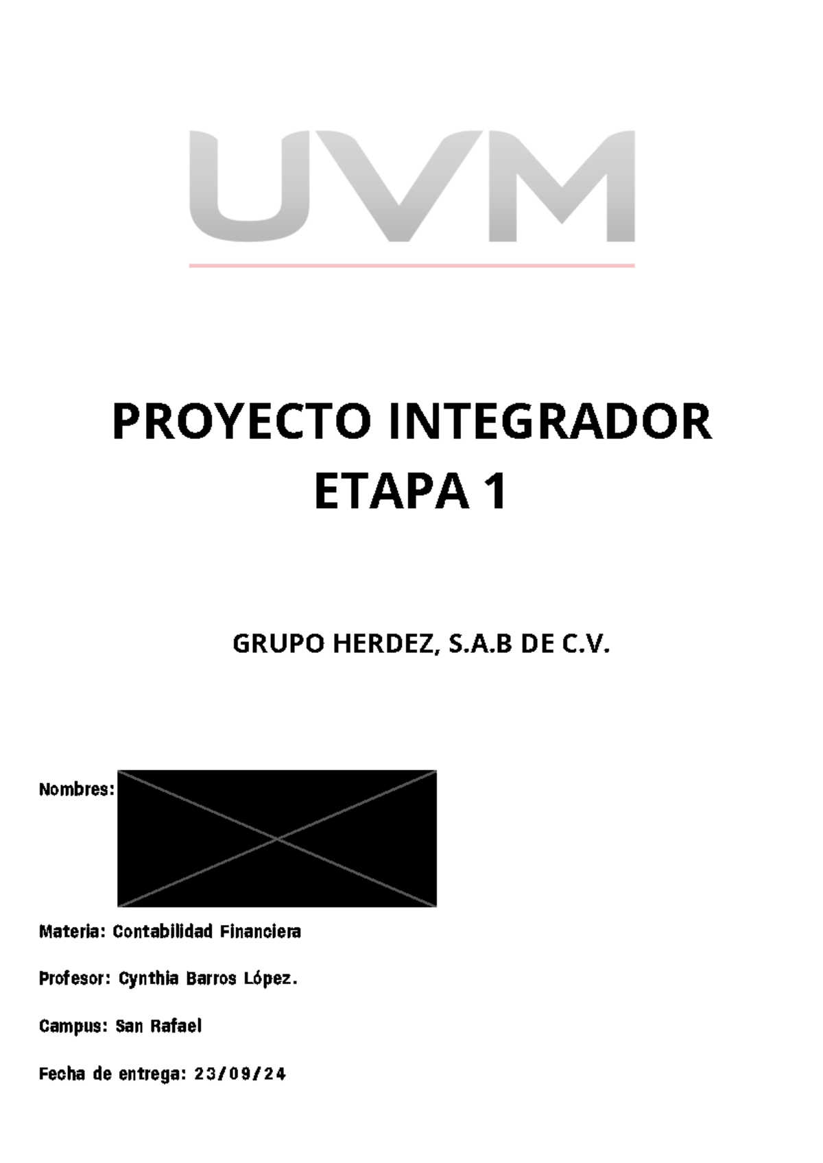Actividad 2. Proyecto integrador etapa 1 - PROYECTO INTEGRADOR ETAPA 1 GRUPO HERDEZ, S.A DE C ...