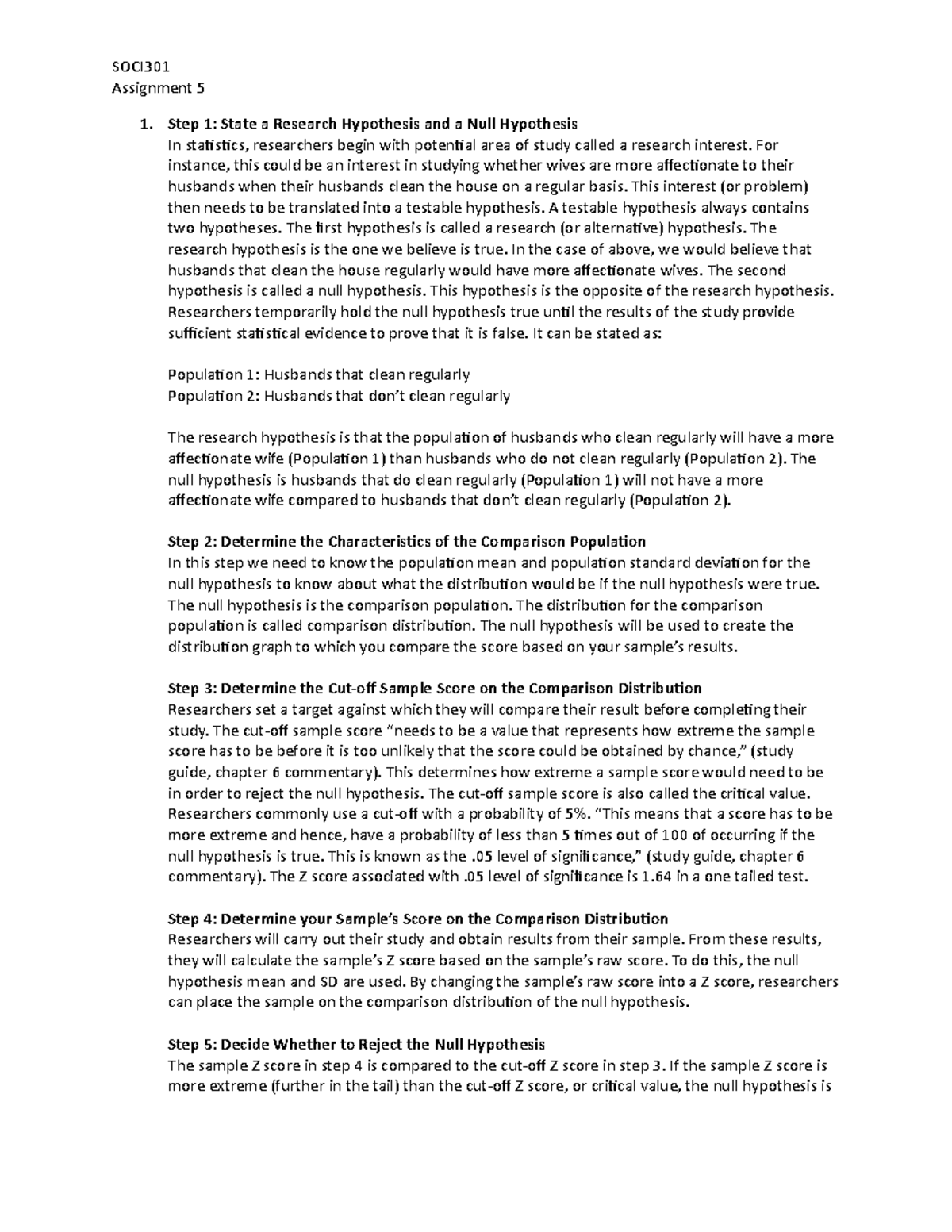 SOCI301 assignment 5 for the course - SOCI Assignment 5 1. Step 1 ...