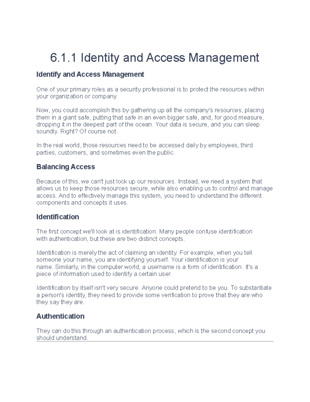 6.1.1 Identity and Access Management - 6.1 Identity and Access ...