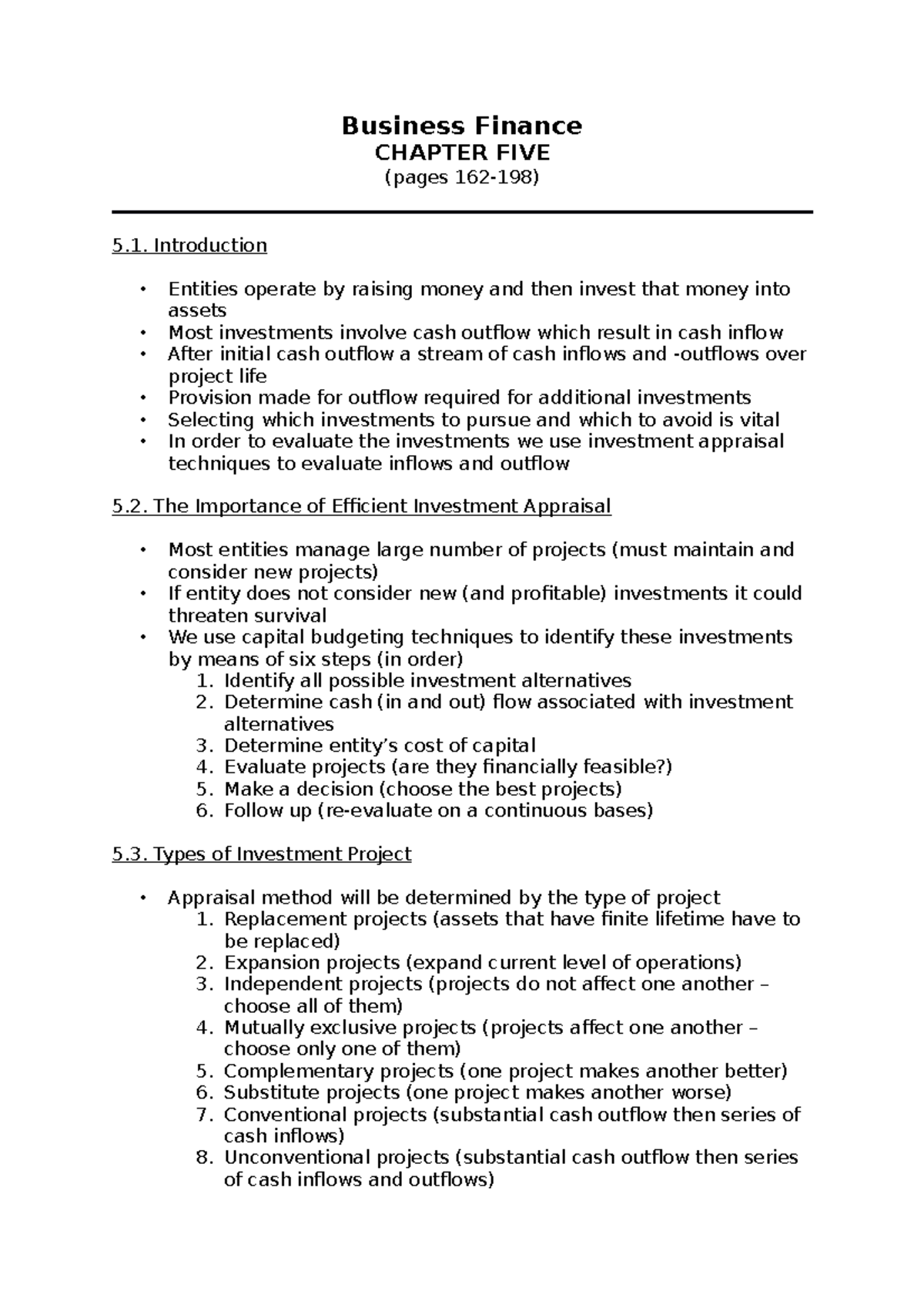 Business Finance - Chapter Five - Business Finance CHAPTER FIVE (pages ...