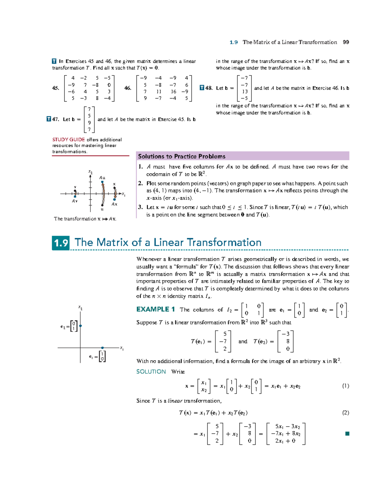 1.9 The Matrix OF A Lienar Transformation -100-110 - 1 The Matrix of a ...