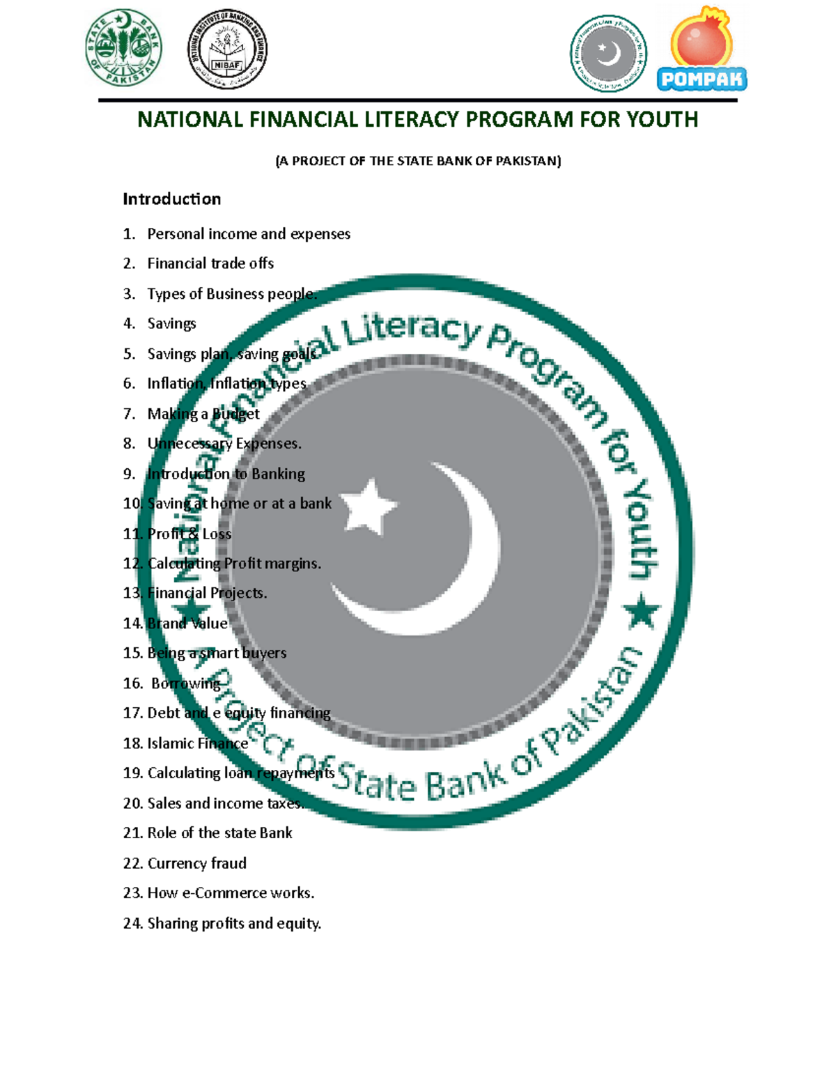 National Financial Literacy Program FOR Youth - NATIONAL FINANCIAL ...