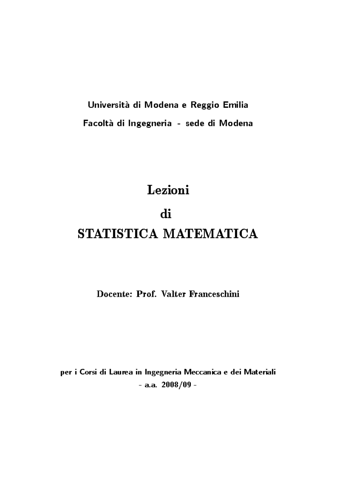 Statistica matematica - Statistica aziendale - UER - Studocu