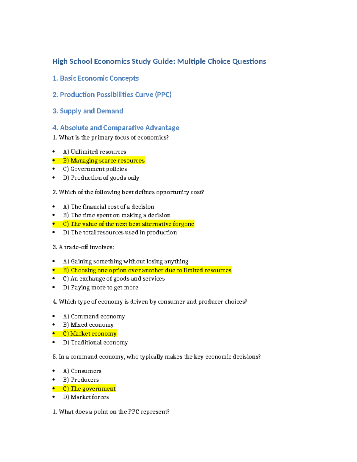 Econmics actual study guide - Studocu