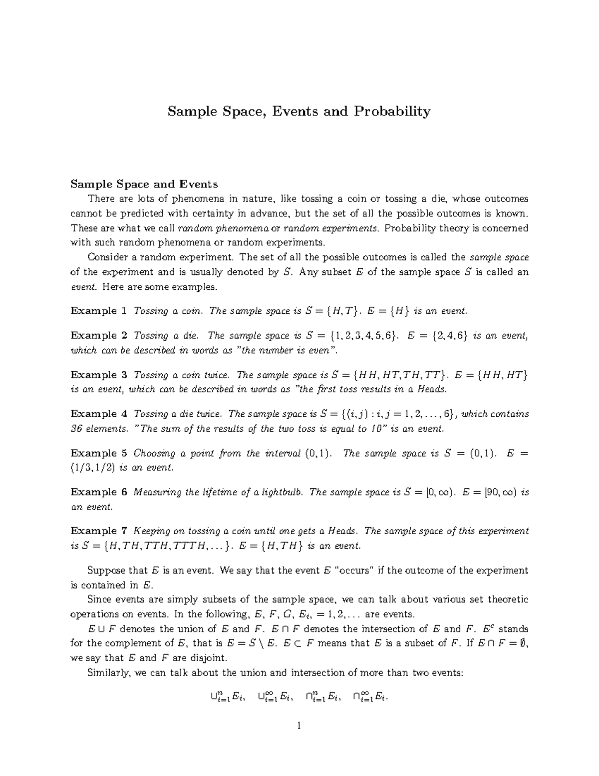 Sample Space - These are what we call random phenomena or random experiments. Probability theory ...