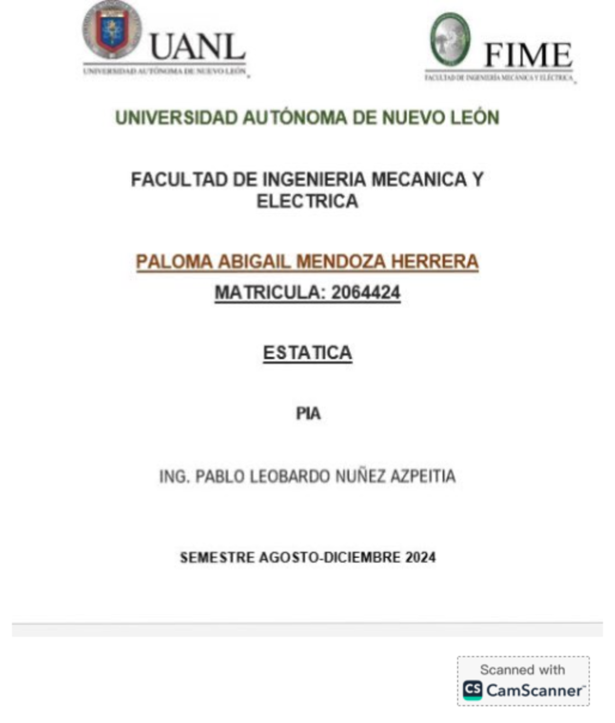 PIA ESTÁTICA - Pia estática fime - UANL FIME UNIVERSIDAD AL TONOMA DE NEEVOLEON ENCULTADE or ...