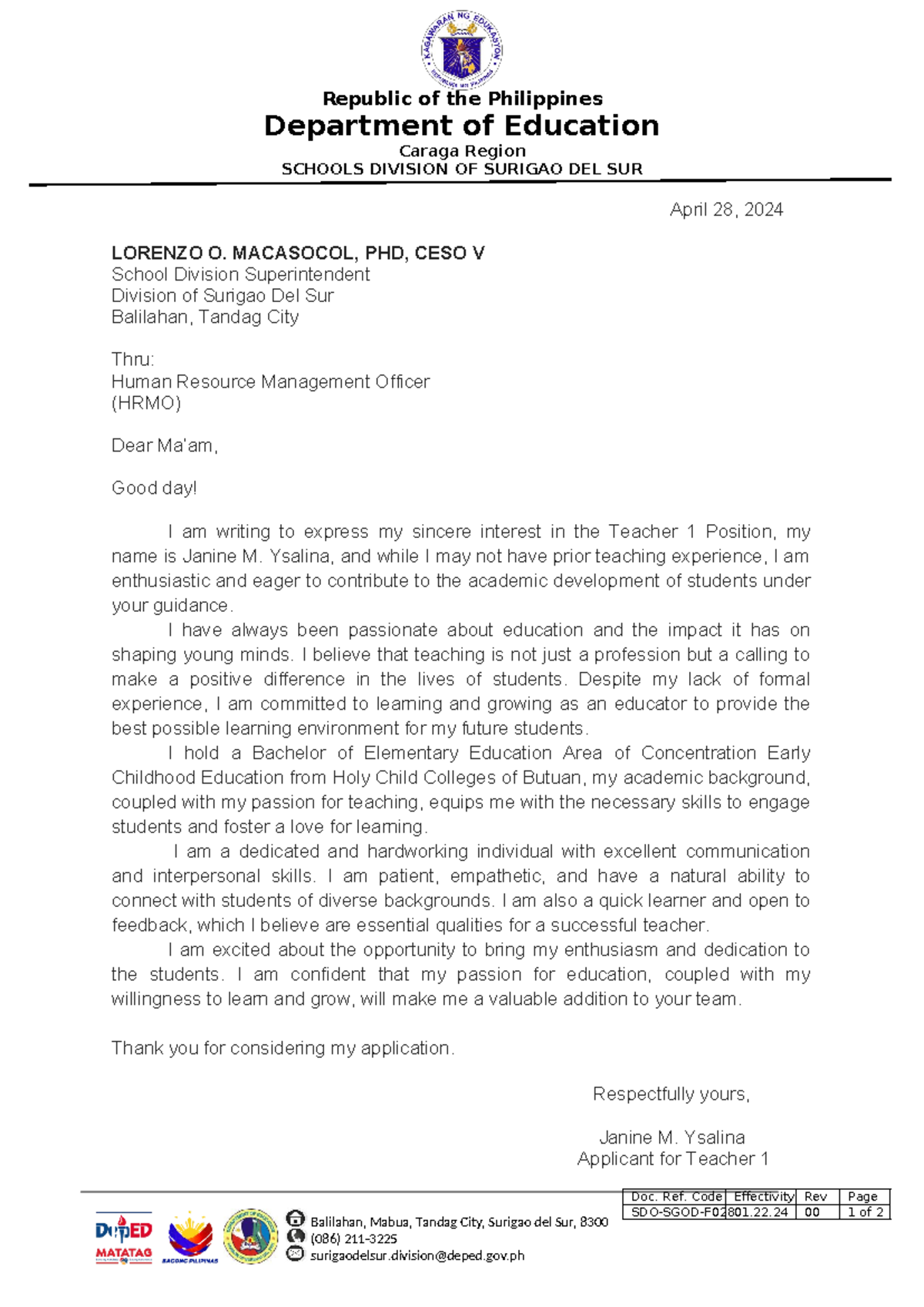 Header Footer Deped Matatag - Balilahan, Mabua, Tandag City, Surigao ...