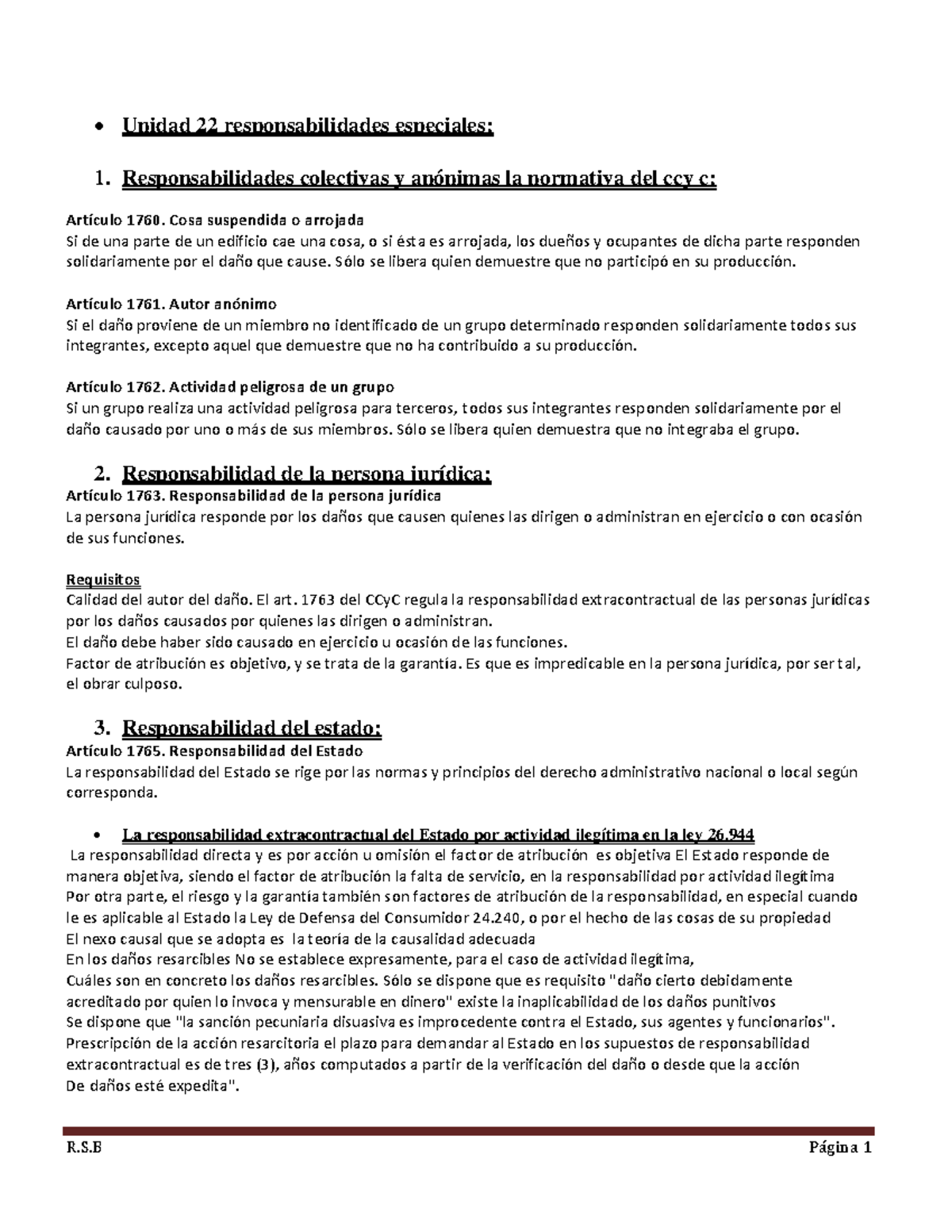 Null - resumen - • Unidad 22 responsabilidades especiales: 1 ...