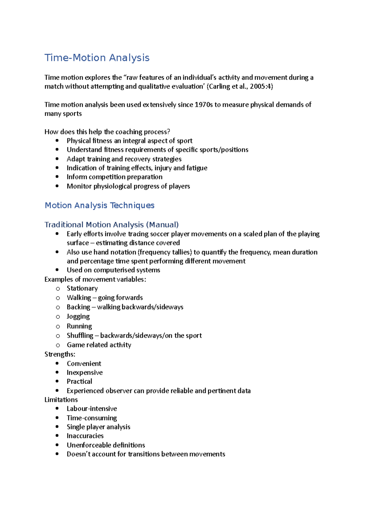 Time-Motion Analysis - 855Z3709 - MMU - Studocu