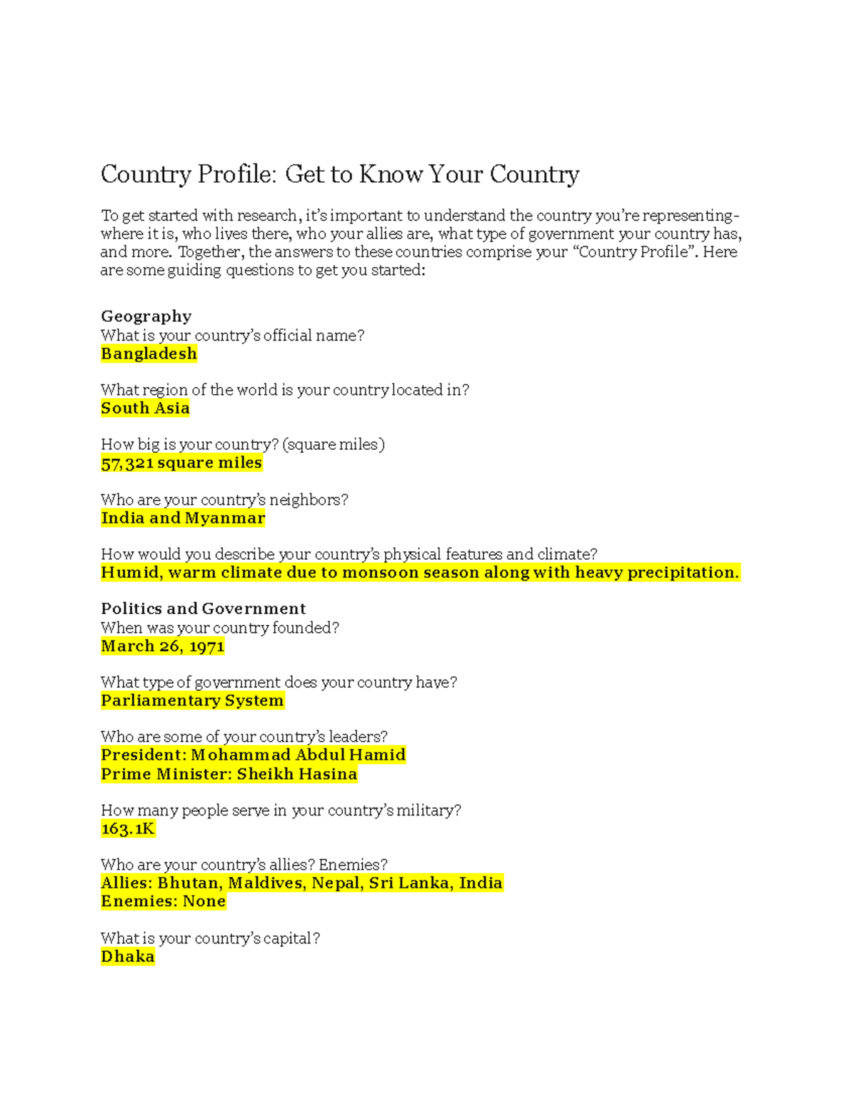 Country Profile - Get to Know Your Country - Country Profile: Get to ...