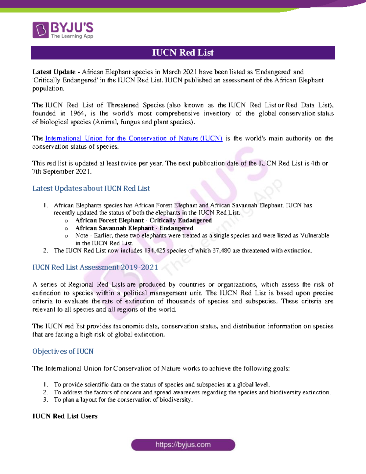 IUCN-Red-List - IUCN Red List Latest Update - African Elephant species ...