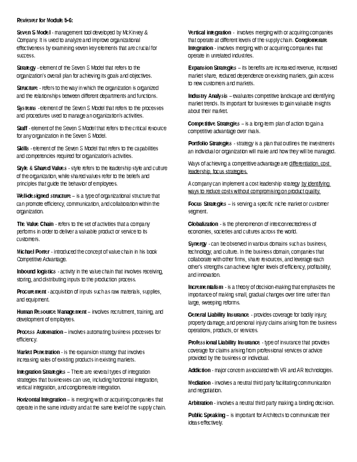 Module 5 6 Reviewer 04 - n/a - Reviewer for Module 5-6: Seven S Model ...