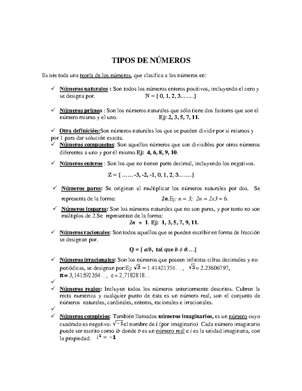 Conjuntos Numéricos - tener conociemientos basicos sobre los tipos de ...