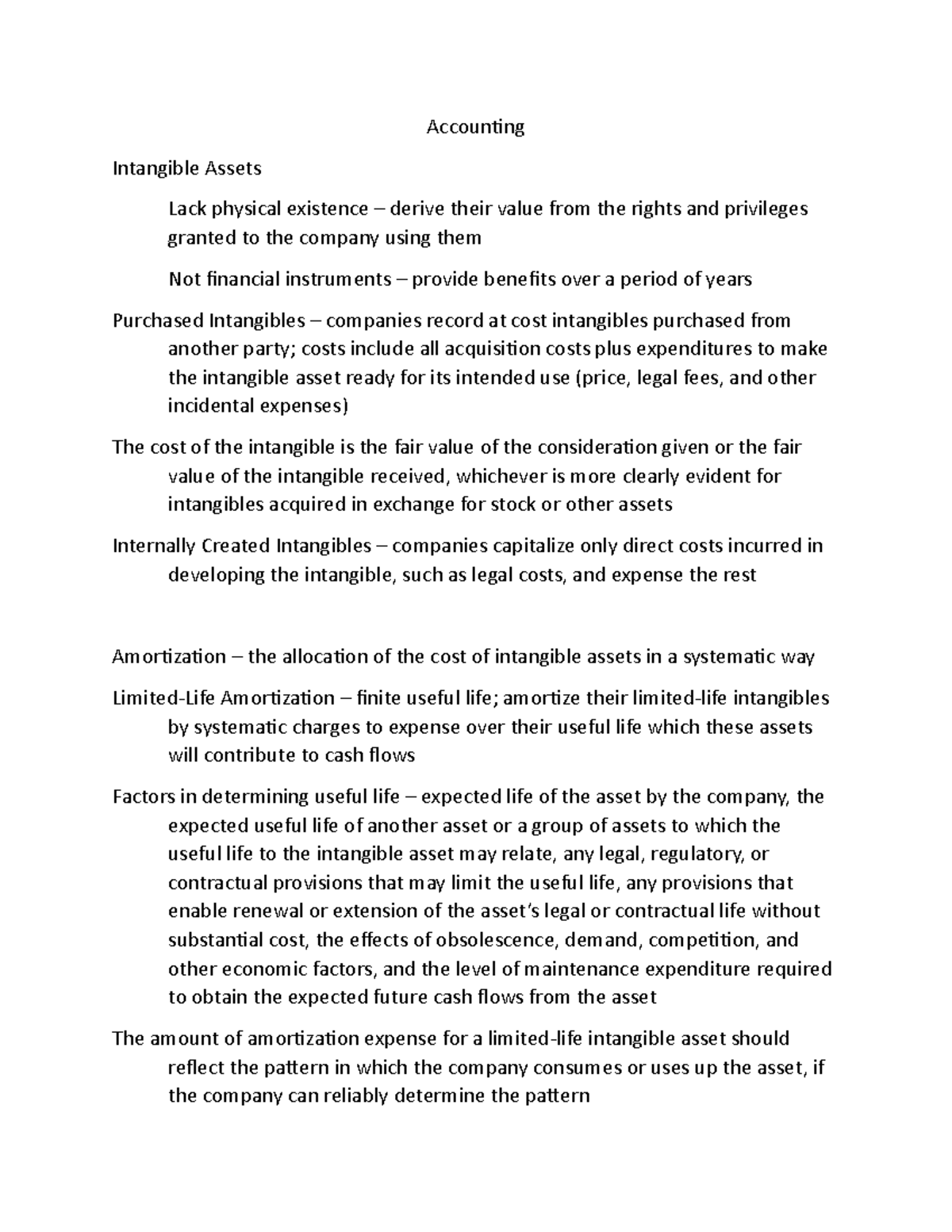 Chapter 12 - Accounting Intangible Assets Lack physical existence ...