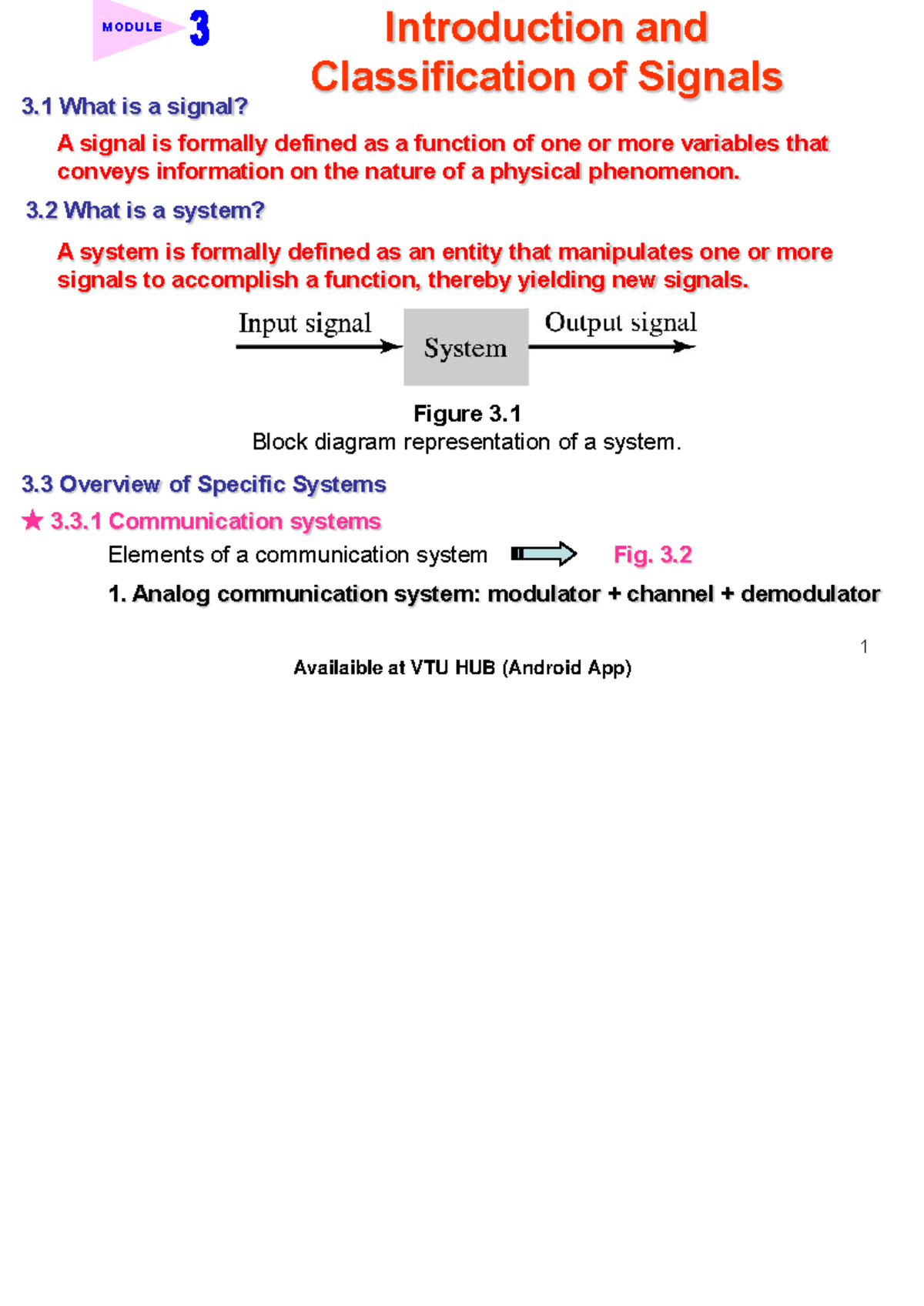 Module 3 - 1 Introduction and Classification of Signals MODULE 3 What ...