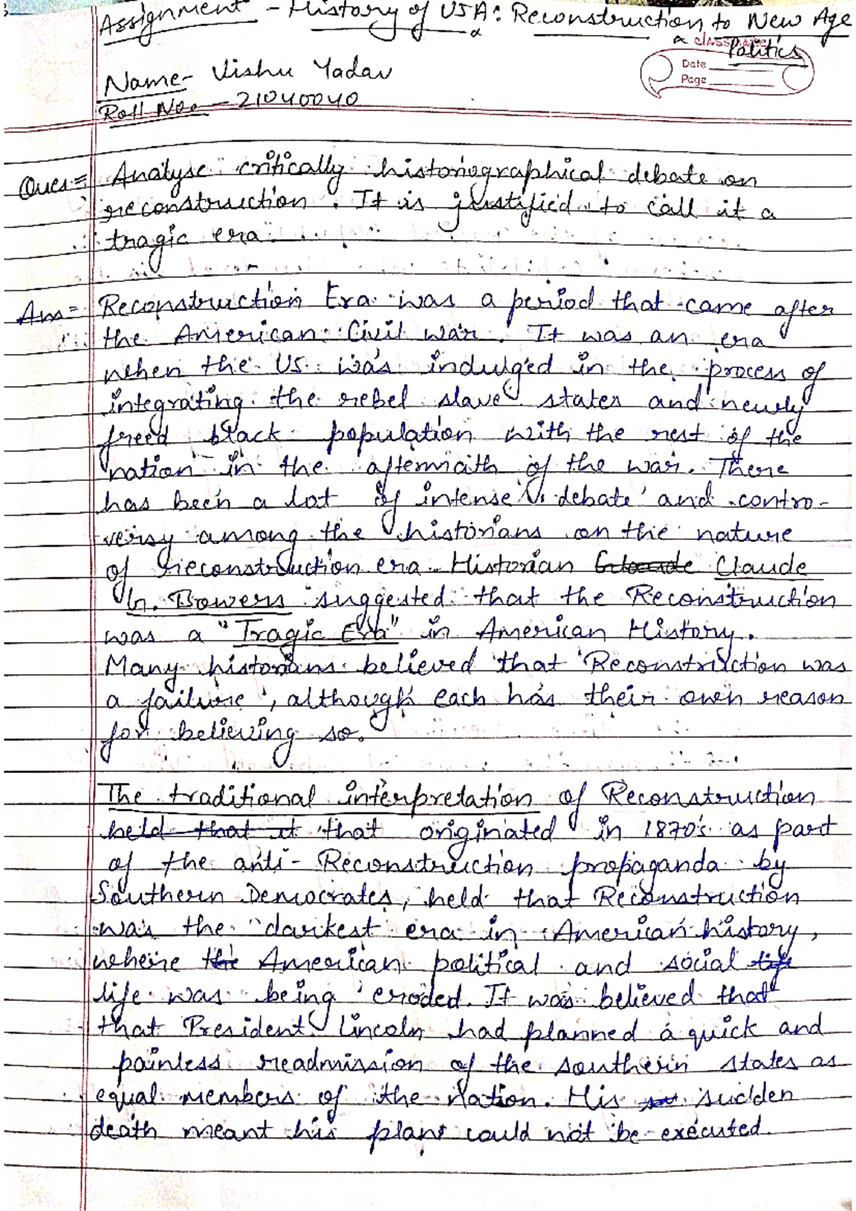 USA Assignment for 3 years - Ba Honours History - Studocu