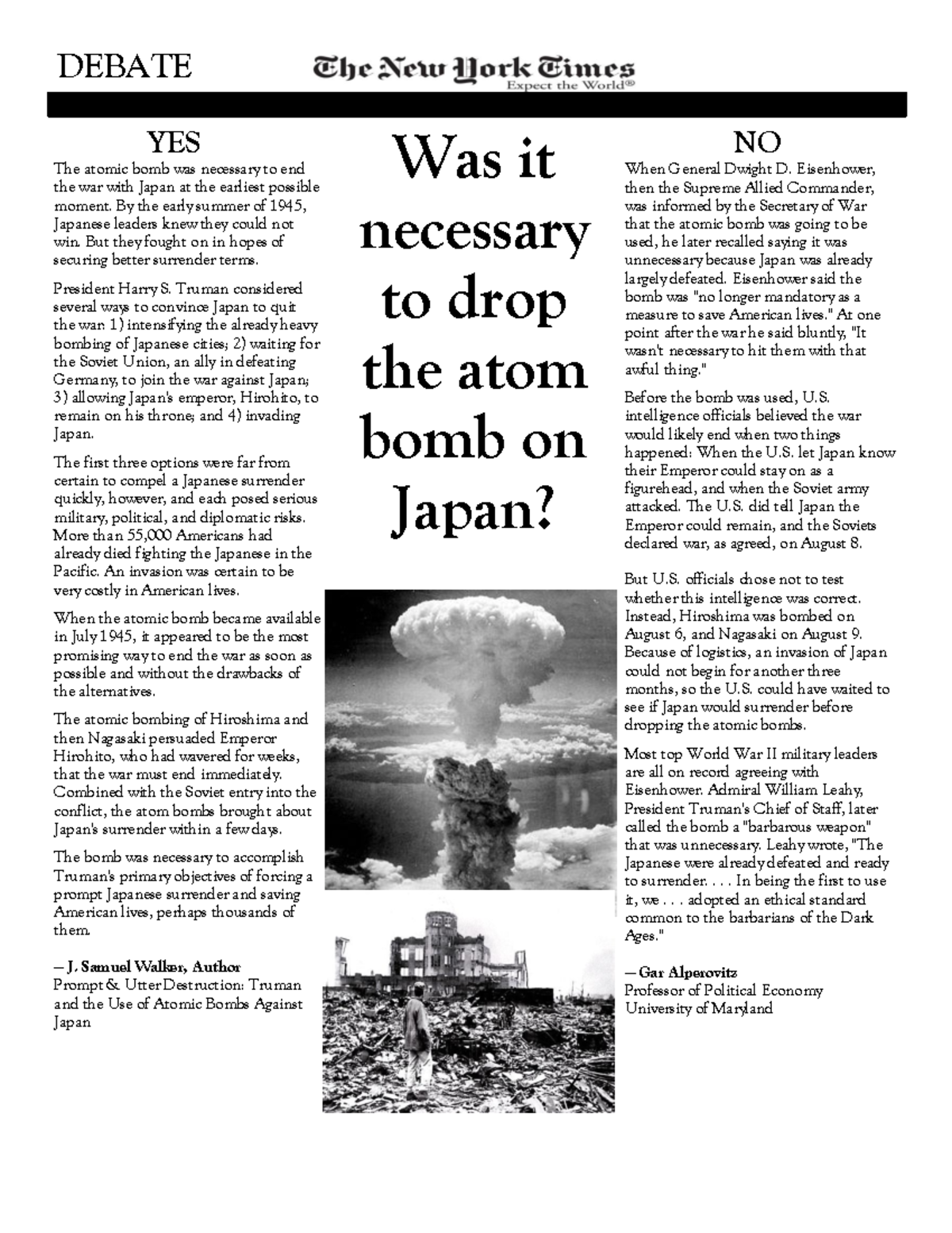 Atomic bomb readings and graphic org 19 - DEBATE YES The atomic bomb ...