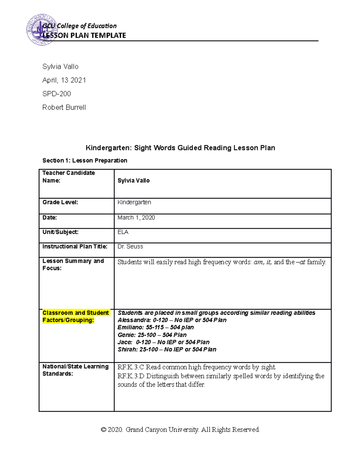 Sylvia Vallo SPD-200-RS-Kindergarten-Sight-Words-Guided-Reading-Lesson ...