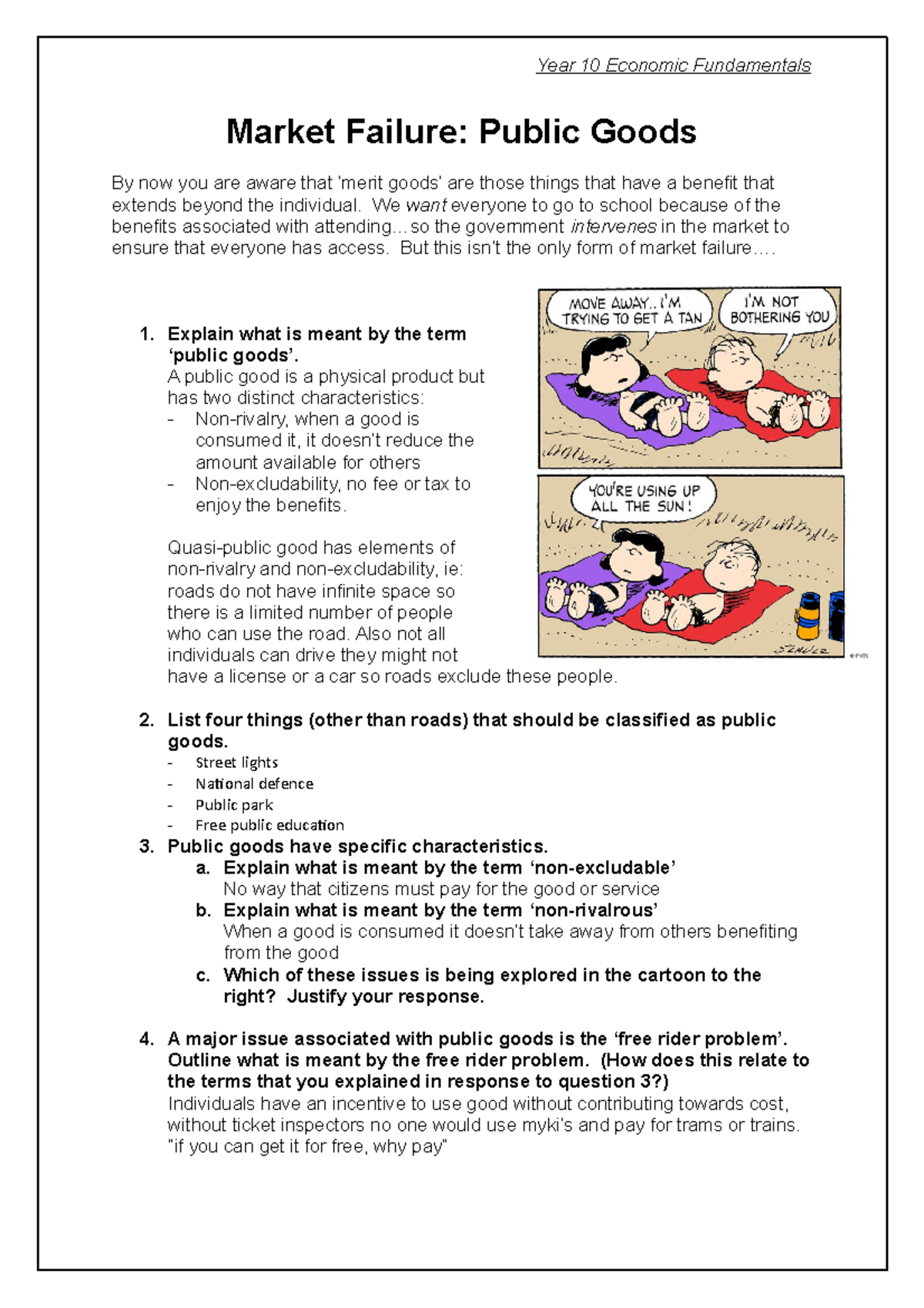 Activity 3 - Market Failure (Public Goods) - Studocu